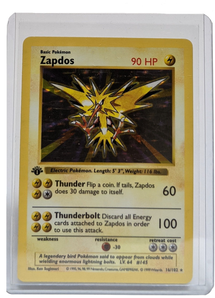 1999 Pokemon Zapdos - 1st Edition Shadowless | Kaiya's Collectibles
